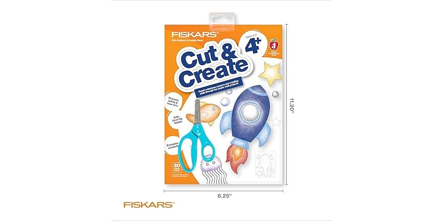 Fiskars Cut & Create Activity Book with 5" Kids Scissors