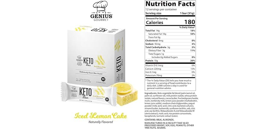 (20ct) Genius Gourmet Keto Protein Bars