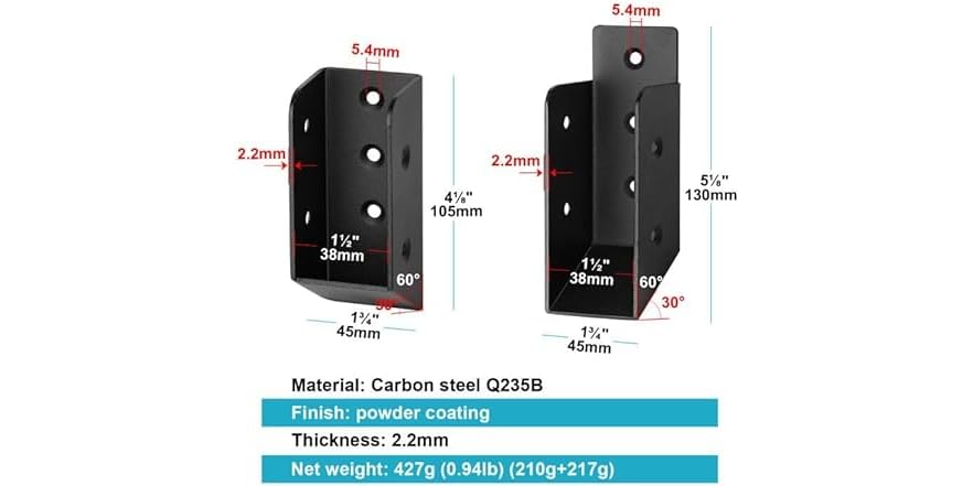 4 Pair 2x4 Black Deck Railing Bracket