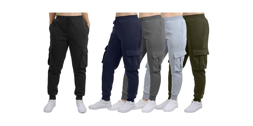 3Pk & 4Pk Womens Fleece Cargo Joggers