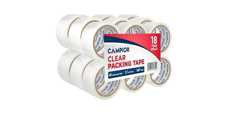 18 Rolls Clear Packing Tape 2 Inch Wide