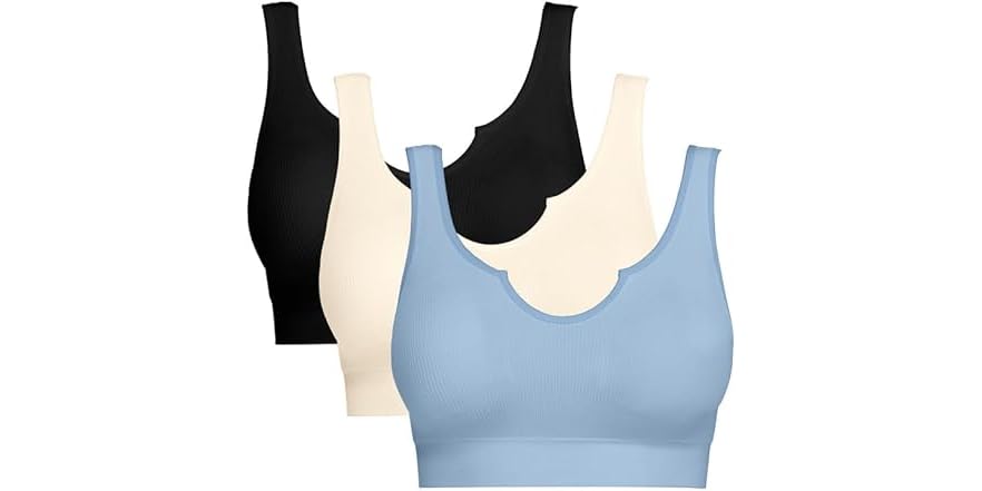 3 Pack Sports Bras with Removable Pads