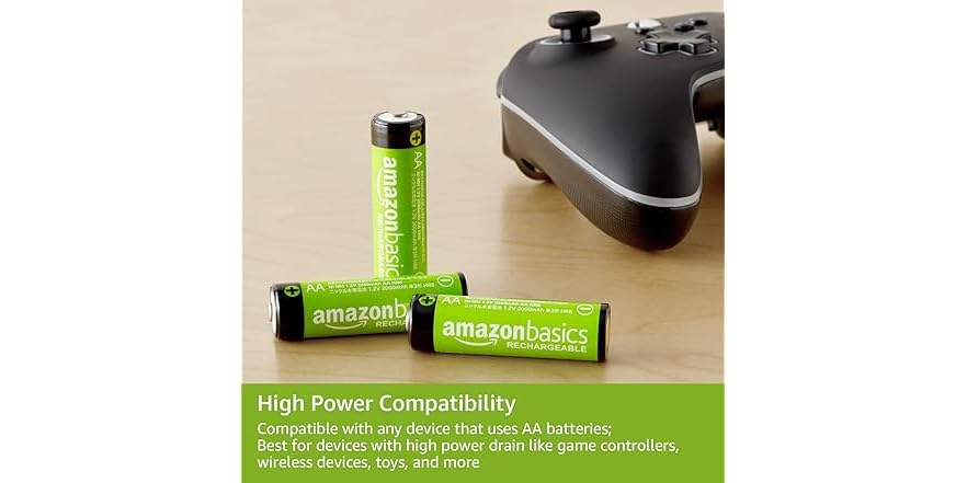 (8 PACK) AmazonBasics AA 2400mAh NiMH High-Capacity Batteries