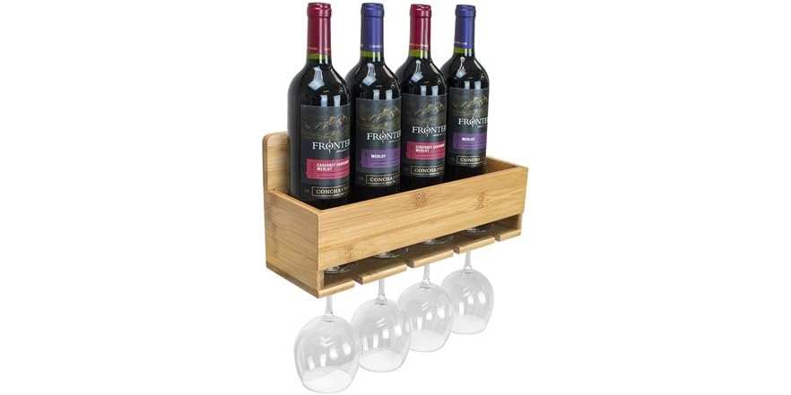 Sorbus Bamboo Wall-Mounted Wine Rack