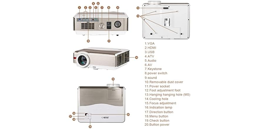 EUG LED WiFi Bluetooth Projector
