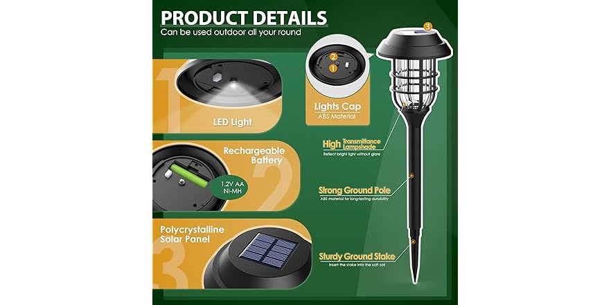 SOLPEX 12 Pack Solar Lights, Cold White