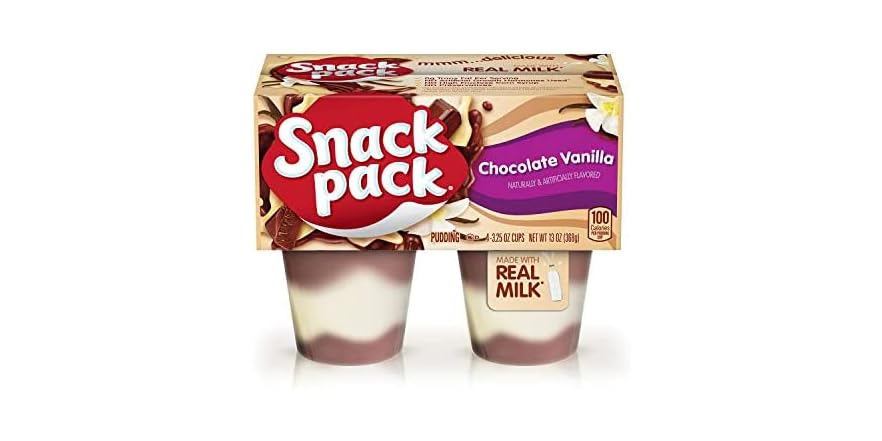 Snack Pack Chocolate Vanilla Pudding Cups, 4 Count, 12 Pack