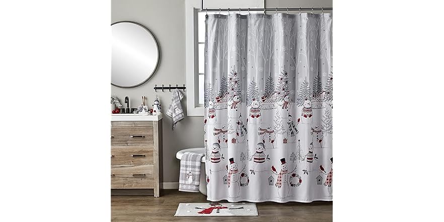 SKL Home Christmas/Winter/Gift Whistler Snowman Bath Towel, Gray