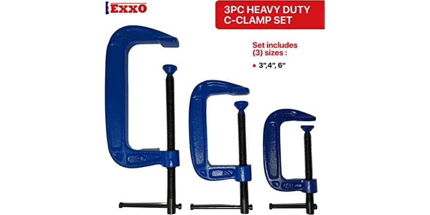 EXXO 3pc Heavy Duty C Clamp Set