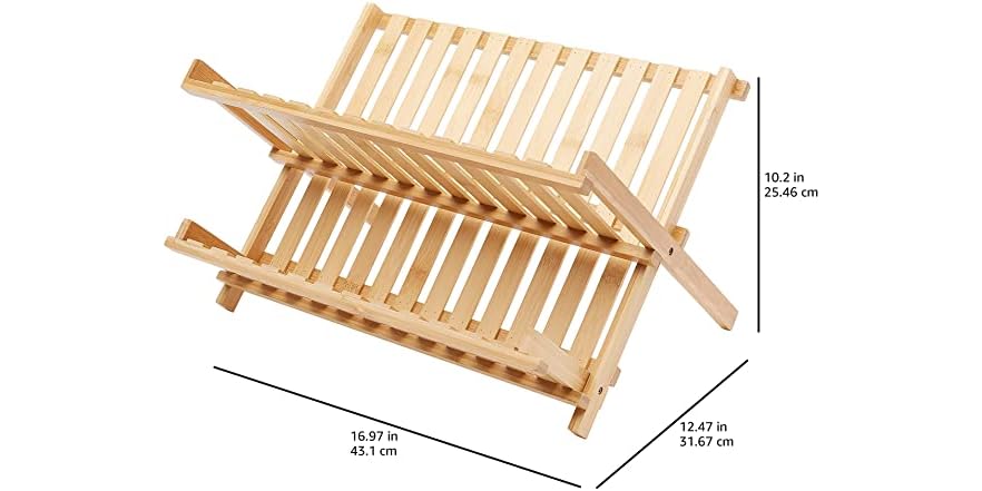 Amazon Basics 2-Tier Wide-Slat Bamboo Dish Drying Rack