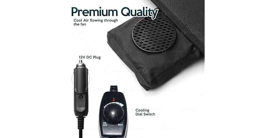 Zone Tech Black Cooling Car Seat Cushion 2-Pack 12V