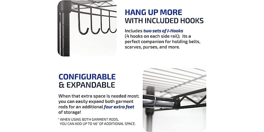 MonsterRax Expandable Clothing Rack, 14in x 72in