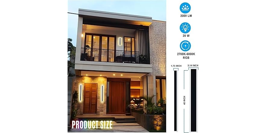 SLARY LED Wall Light 40in 2pk