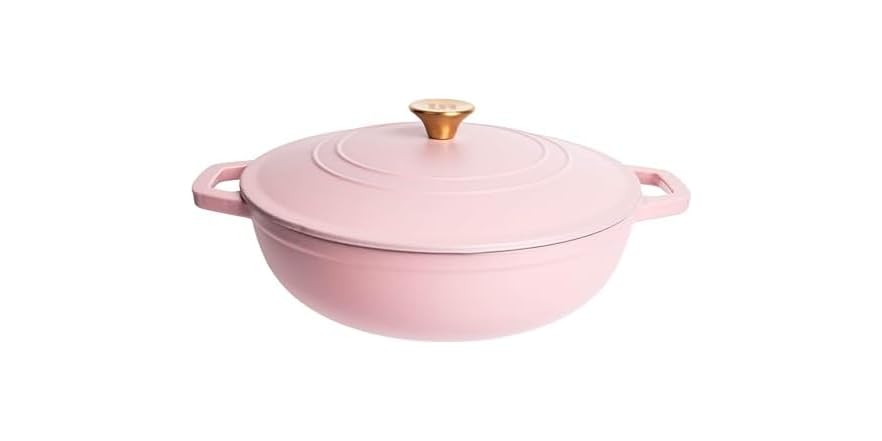 Lexi Home Seashell Pink Cast Iron Enameled Dutch Oven Pot