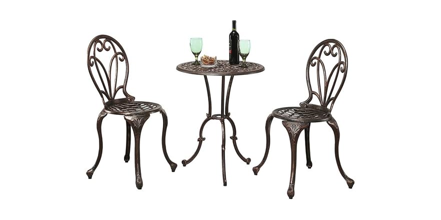Nicola Copper Cast Aluminum 3 Piece Bistro Set