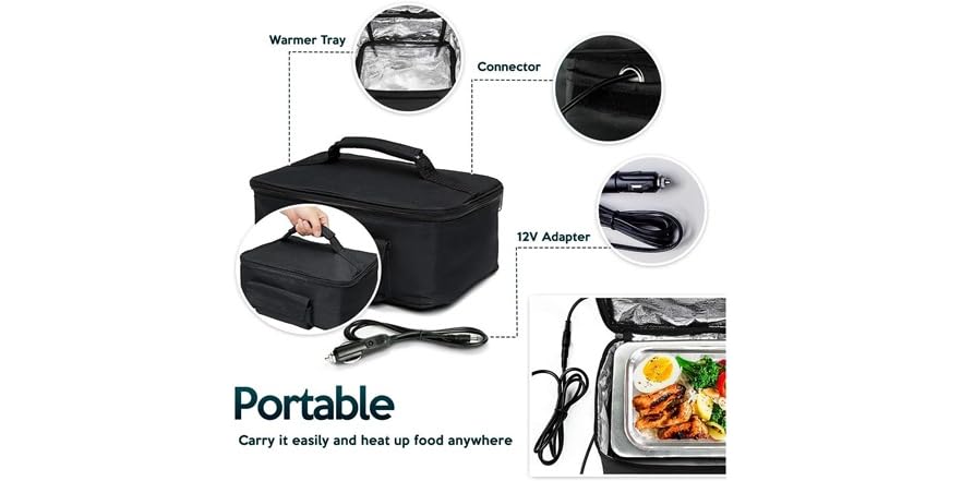 Zone Tech Heating Lunch Box 12V, 2 Pack, Black