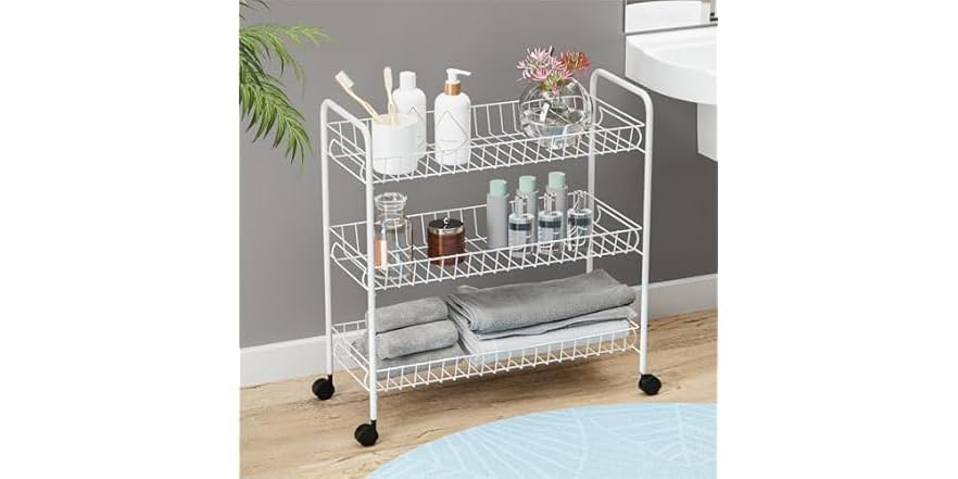 Home Zone Living Rolling Utility Cart with Handle