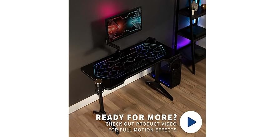 VIVO 48"x24" Gaming Desk w/RGB Lighting