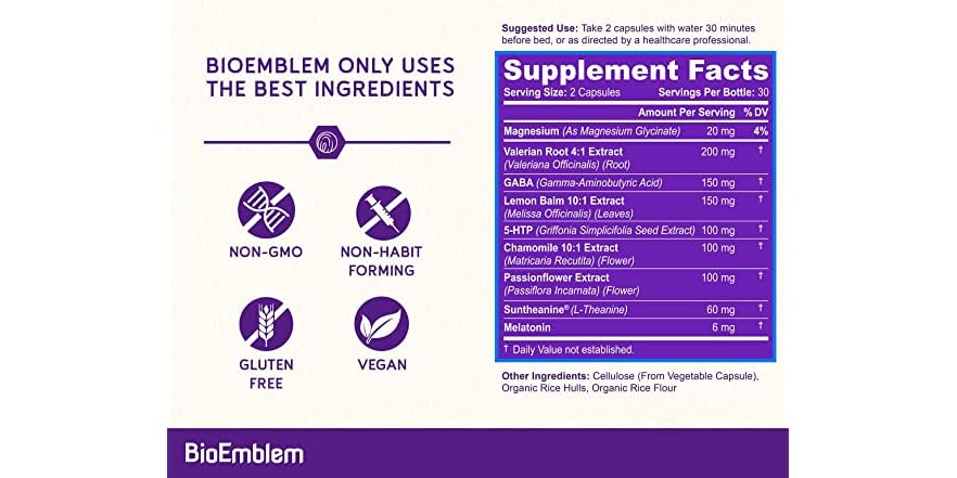 BioEmblem Natural Sleep Aid, 60 Count