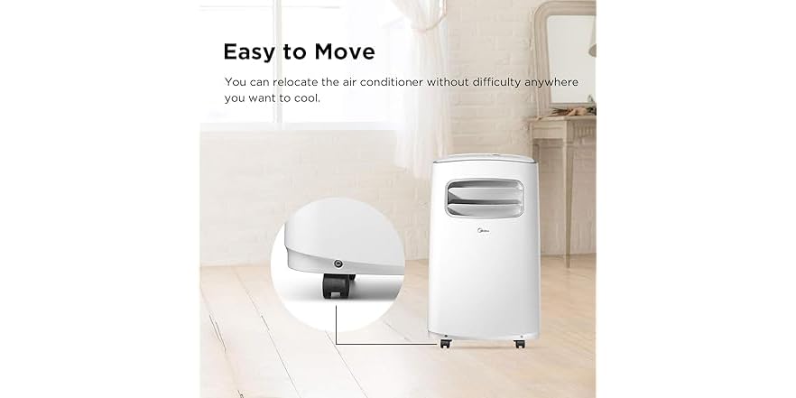 Midea 12k BTU Portable AC, Dehum, Fan