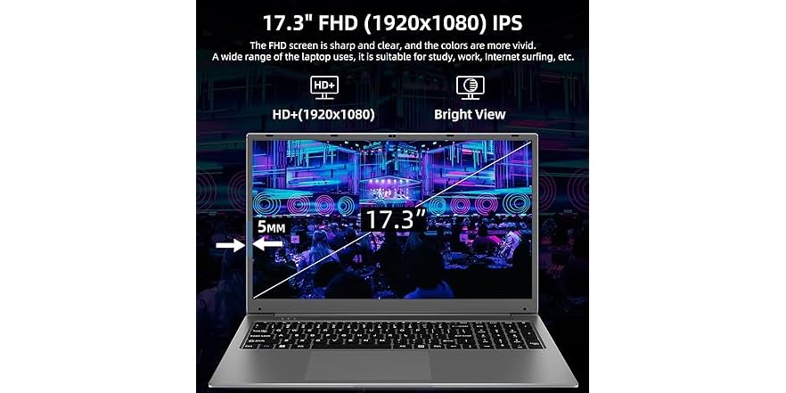 SGIN M17P SGIN 17" Laptop, 8GB RAM 256GB SSD Notebook, 17 (Open Box)