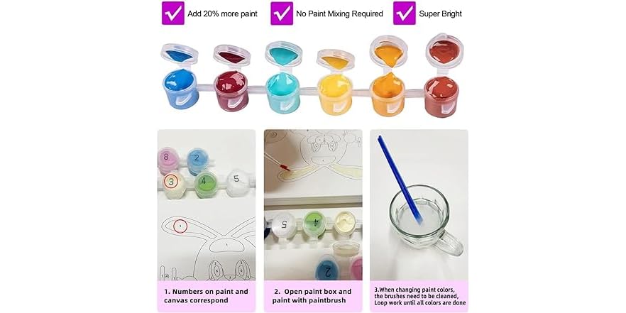 3 Pack Paint by Number Kits for Kids