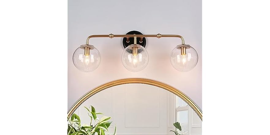 Classy Leaves 3-Light Black Gold Bathroom Light Fixture