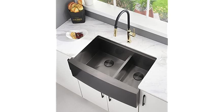 abironl 30 Inch Black Double Bowl Kitchen Sink