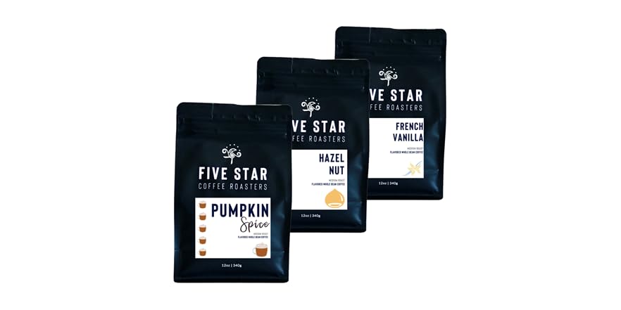 (3 Pack) Five Star Coffee Whole Bean Fall Flavors