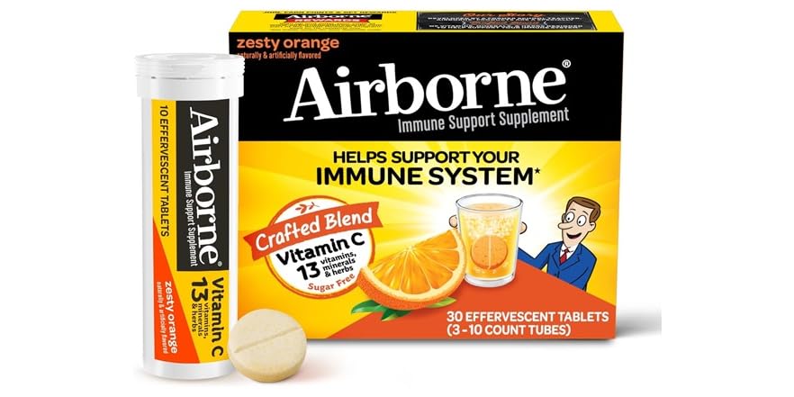 (3-Tubes) Airborne 1000mg Vitamin C, 10-Ct