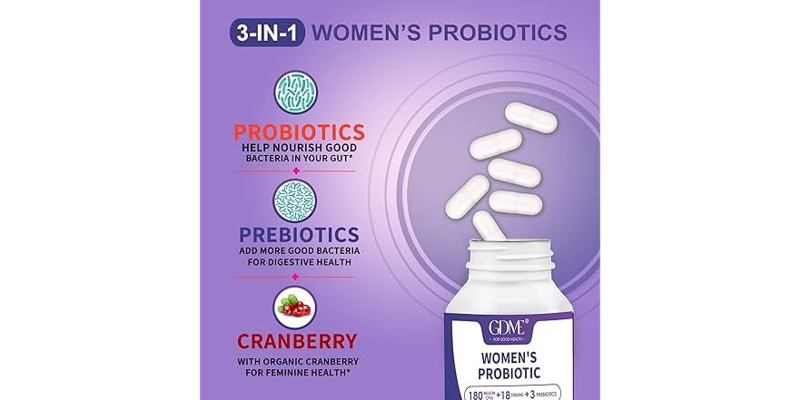 Women's Cranberry Probiotic Supplements 180 Count
