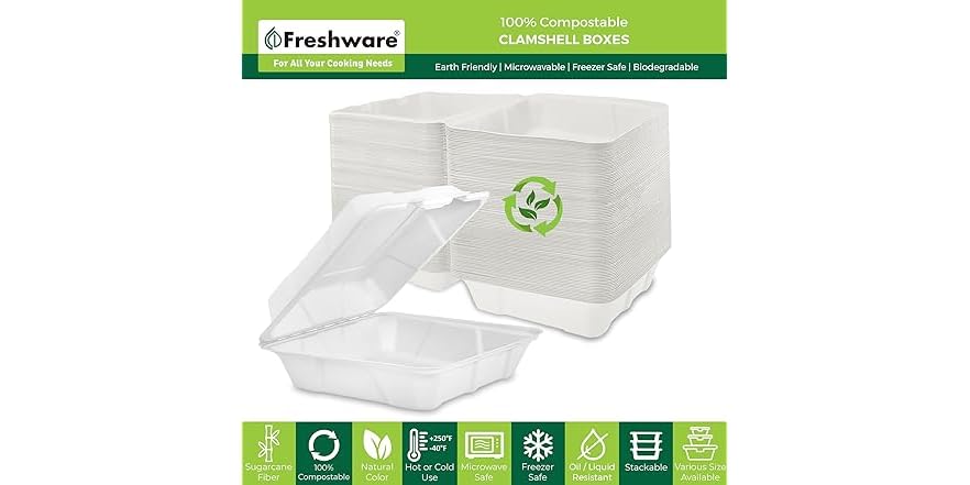 Freshware Clamshell Containers 200-Pack
