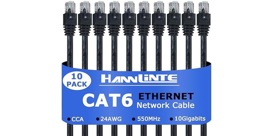 Cat6 Ethernet Patch Cable 15ft (10-Pack)