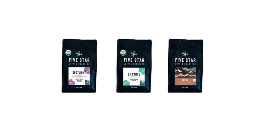 Five Star Coffee Roasters Decaf Whole Organic Trio