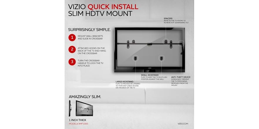 VIZIO 50" 1080p Smart TV w/ Wall Mount