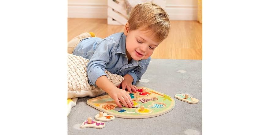 B. toys – Stomping Dinos – Wooden Peg Puzzle