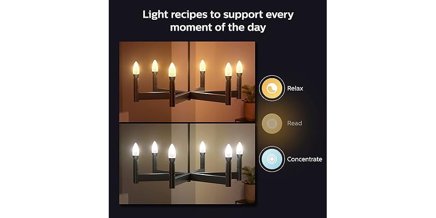 Philips Hue Smart 40W Candle-Shaped Filament LED Bulb - 2 Pack