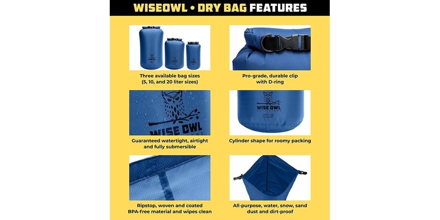 Wise Owl Outfitters Waterproof Dry Bag 20L
