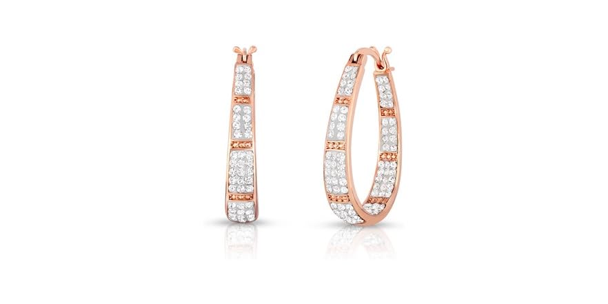 White Swarovski Elements Hoops RG