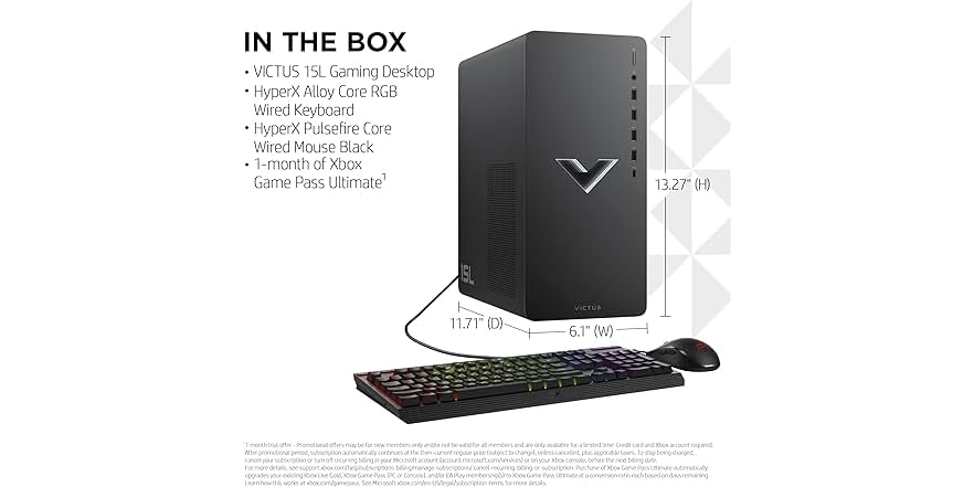 HP Victus 15L Gaming Desktop HyperX Bundle (Open Box)