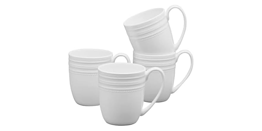 Mikasa Kamryn Bone China Lightweight Set of 4 Mugs, 13.5 Ounce