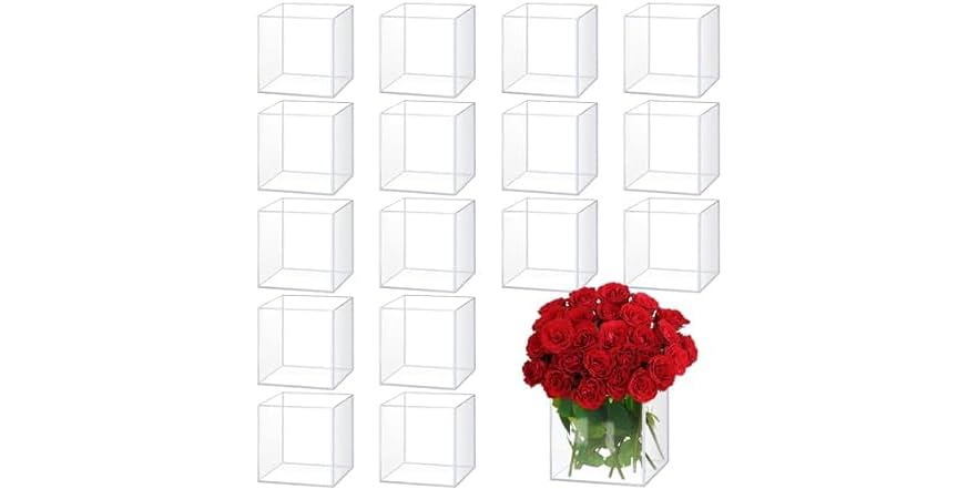 18 PC 5" Clear Cube Centerpieces Vases