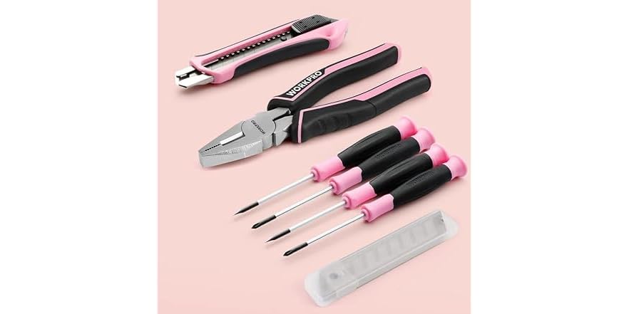 WORKPRO 53pc Pink Tool set w/ Cordless Screwdriver