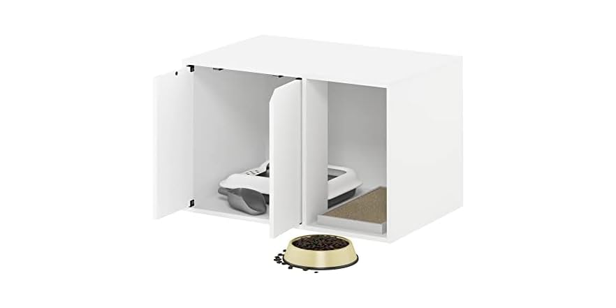 Furinno Peli Litter Box Enclosure, Small, Solid White