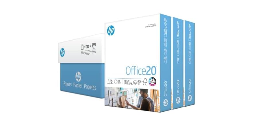 HP Printer Paper | 8.5 x 11 Paper | Office 20 lb | 3 Ream