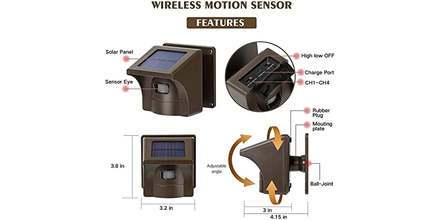 eMACROS Wireless Driveway Alarm, 1 Sensor