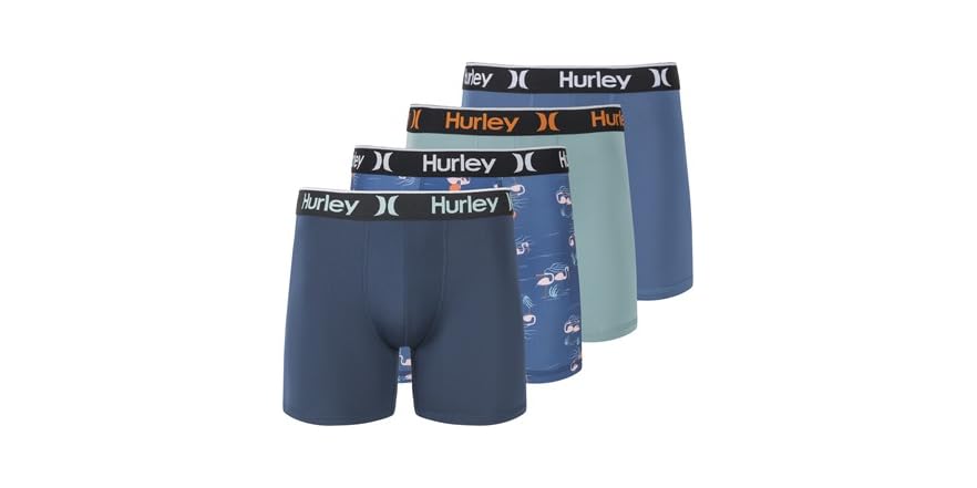 Hurley Men's 4 Pack Printed Boxer Brief