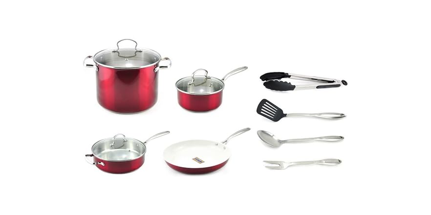 Kevin Dundon 11 Piece Cookware Set Red