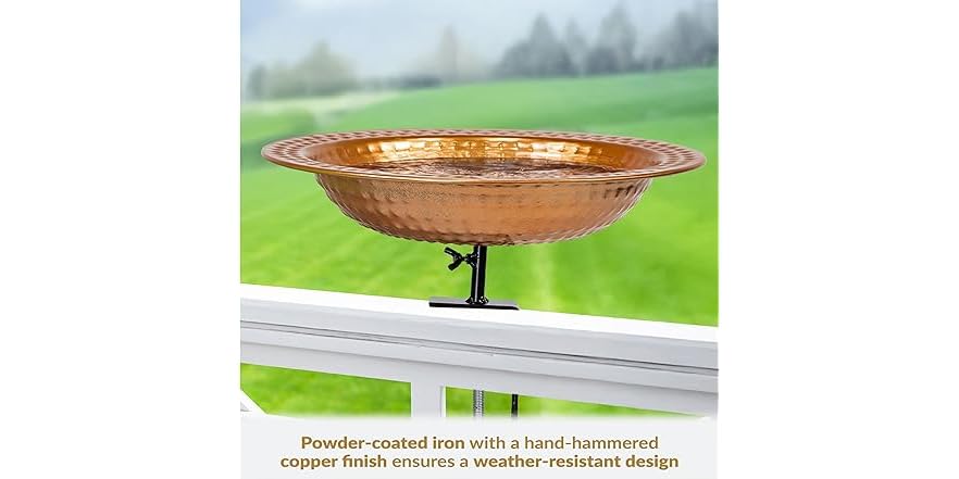 Sunnydaze 12" Copper Deck-Mounted Bird Bath Copper