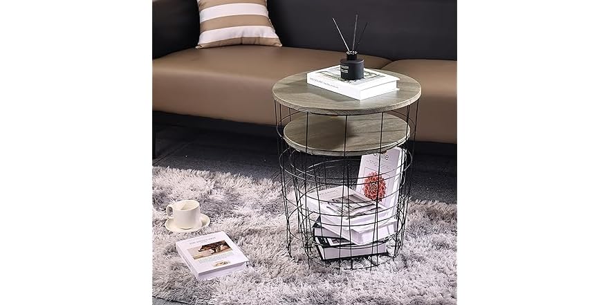 Elevon Wire Basket Side Table 2pk, Gray